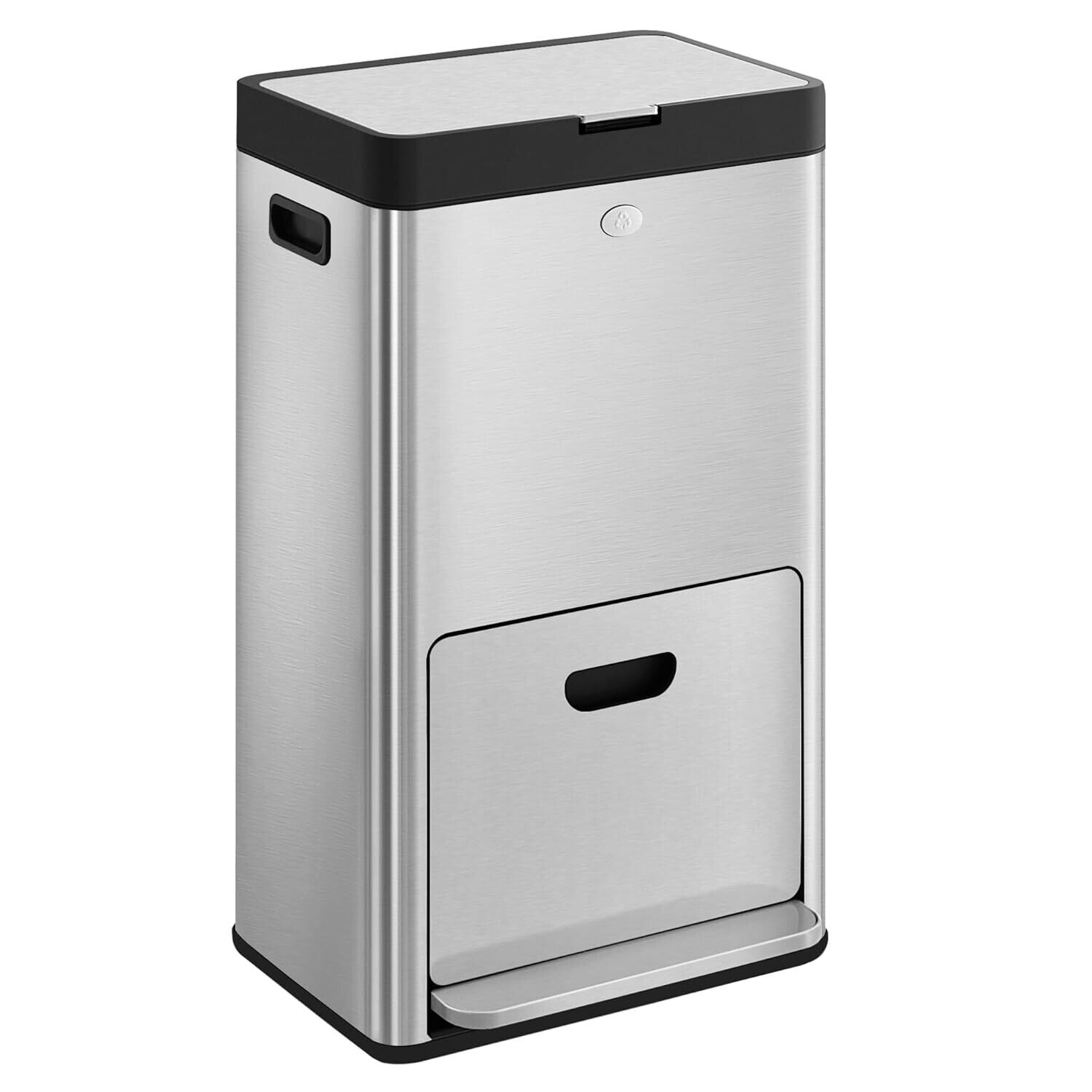 SONGMICS Double Rubbish Bin, 2 X 20 L Kitchen Bin, Dual Compartment ...
