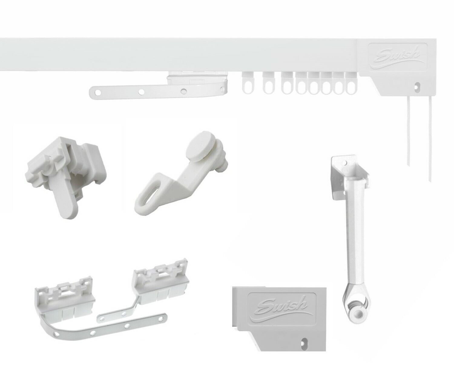 Swish ® SUPERLUXE PVC Corded Track, Genuine Brackets, Gliders, White ...