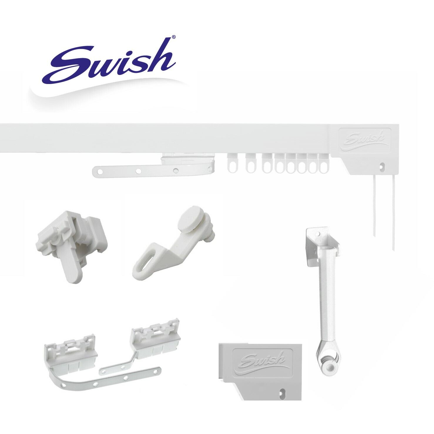 Swish ® SUPERLUXE PVC Corded Track, Genuine Brackets, Gliders, White ...